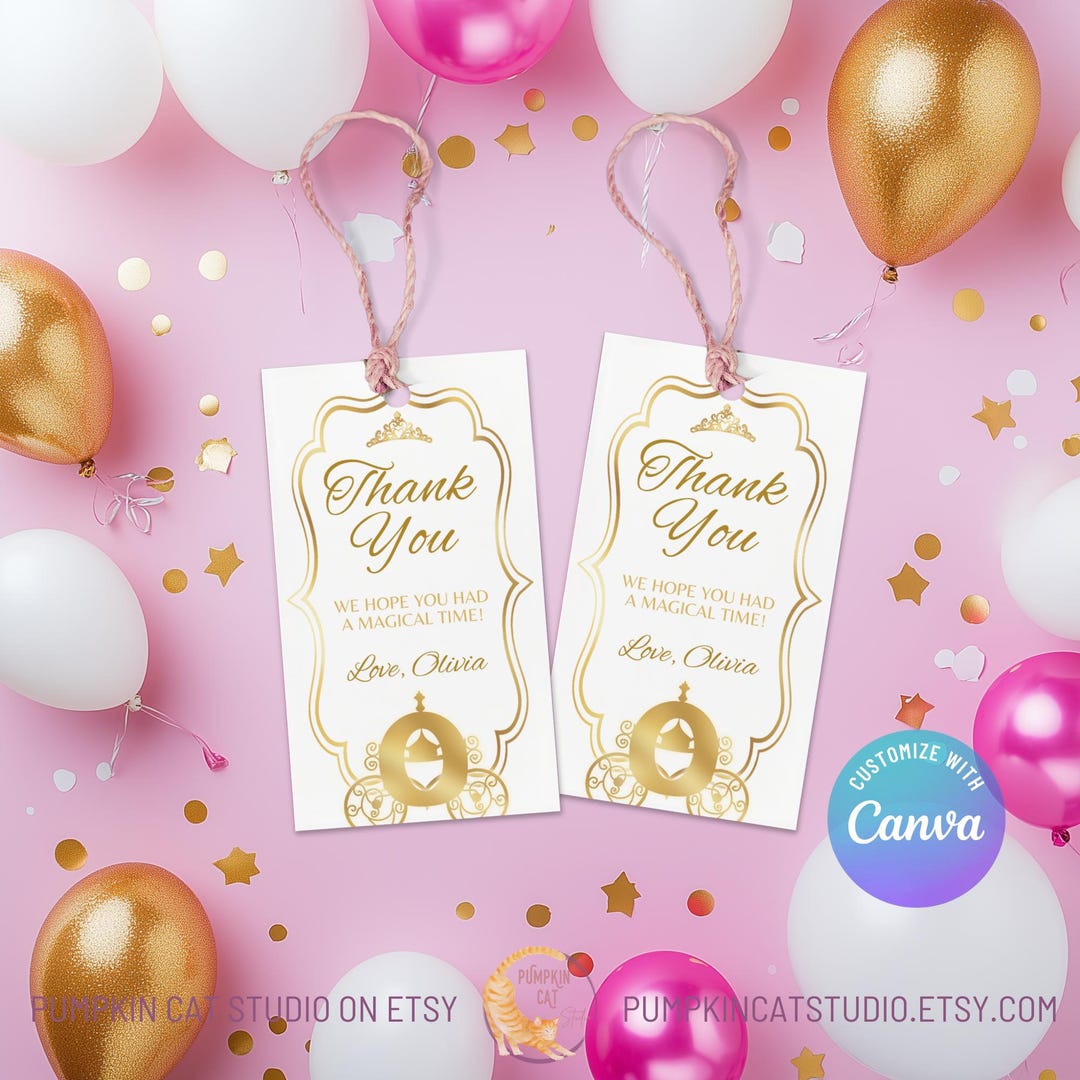 Royal Princess Party Printable Rectangle Favor Tags - Girl Birthday ...