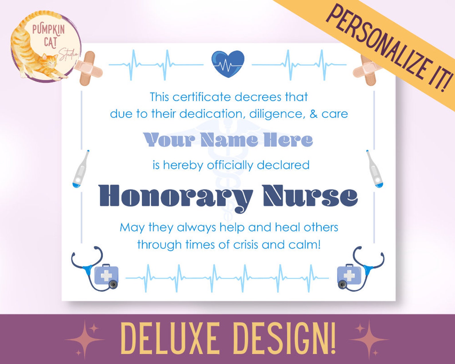 Printable Honorary Nurse Certificate, Personalized Nursing Appreciation ...