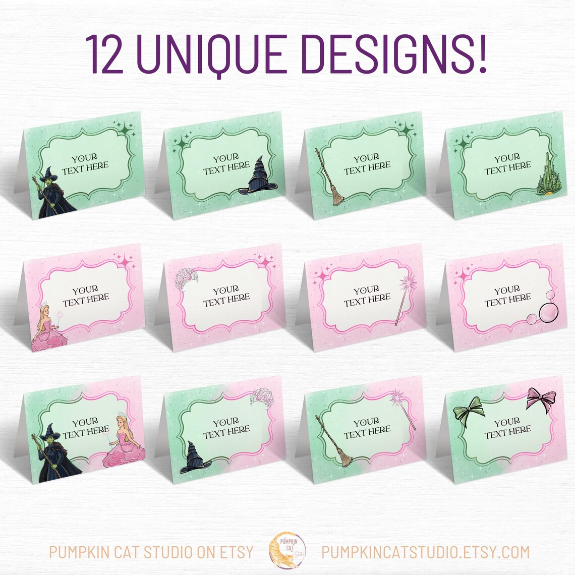 Wicked Inspired Food Labels or Place Cards - 3.5x2.5in Editable Canva ...