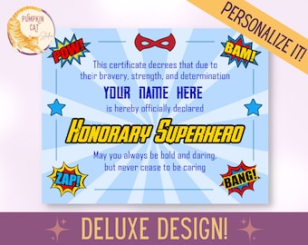 Printable Superhero Training Certificate for Birthday Instant Download ...