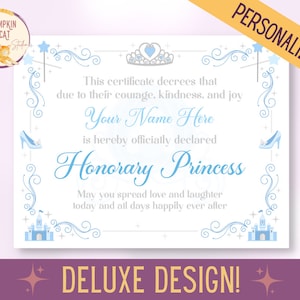 CINDERELLA Themed Princess Certificate PERSONALIZE It Printable ...