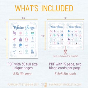 Winter Bingo Set - 30 Players - 4x4 Grid - Printable Pdfs - Instant ...