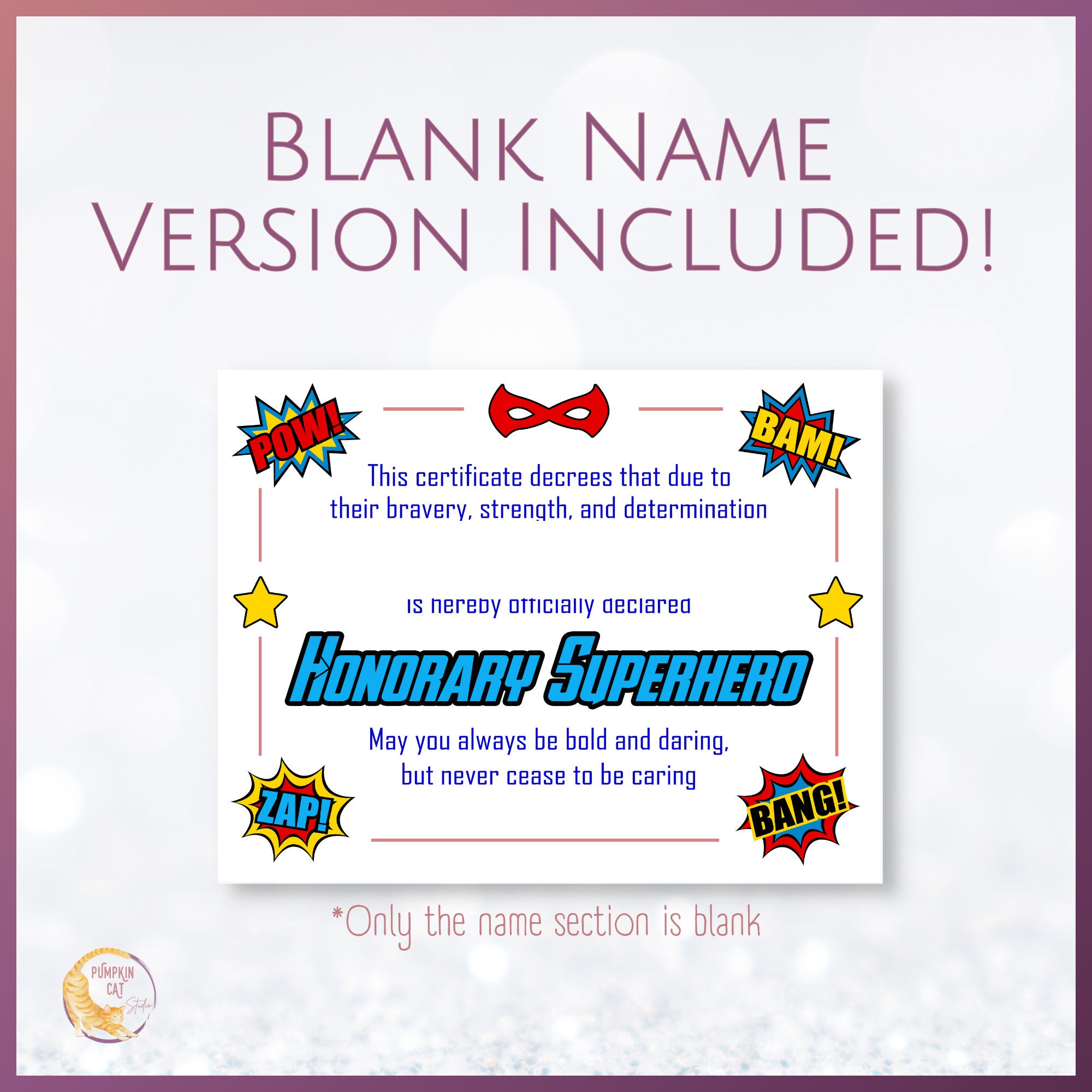 Custom Honorary Superhero Certificate Personalized Party Favor and ...