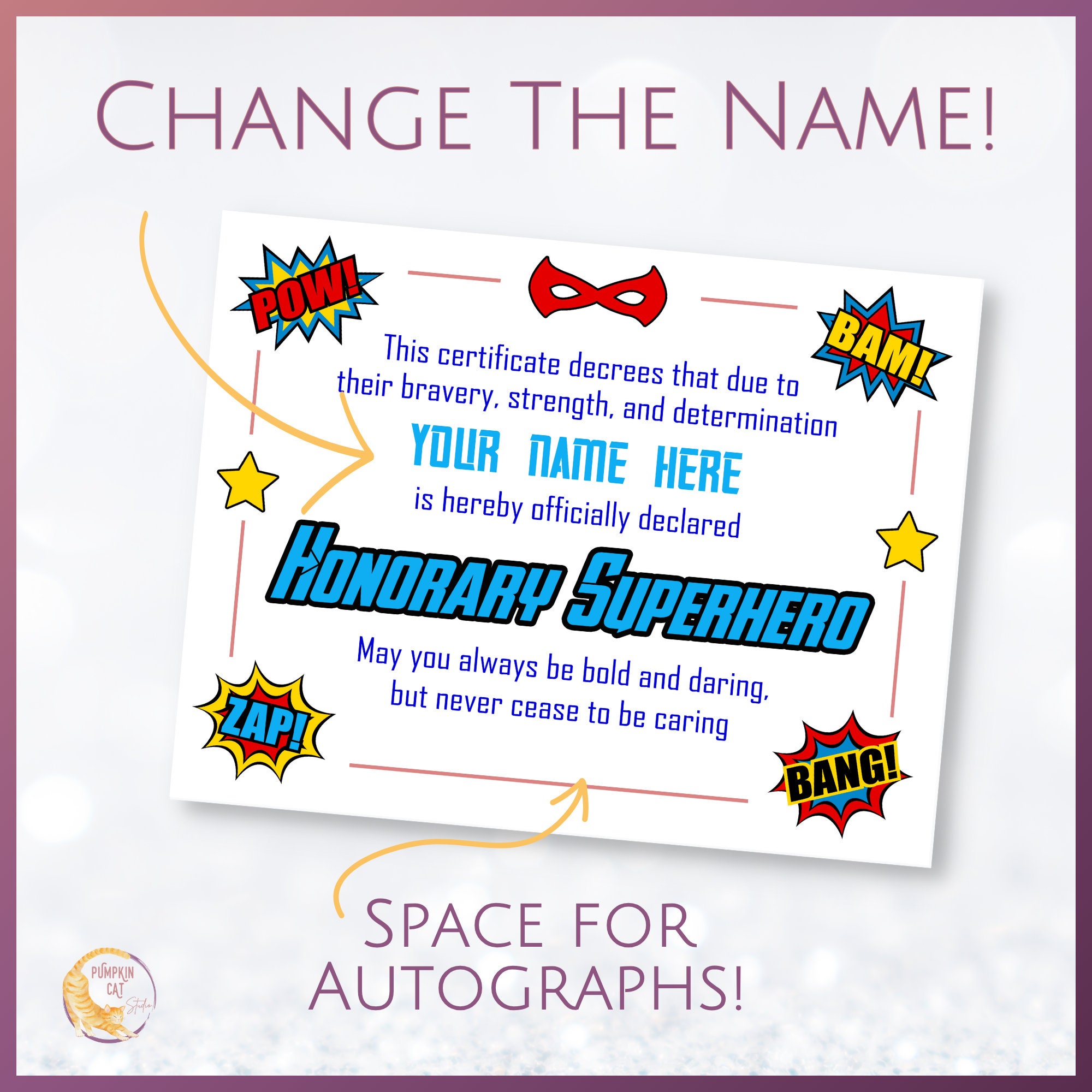 Custom Honorary Superhero Certificate Personalized Party Favor and ...