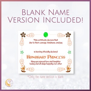 Custom Honorary Princess Certificate Personalized Moana Themed Party ...