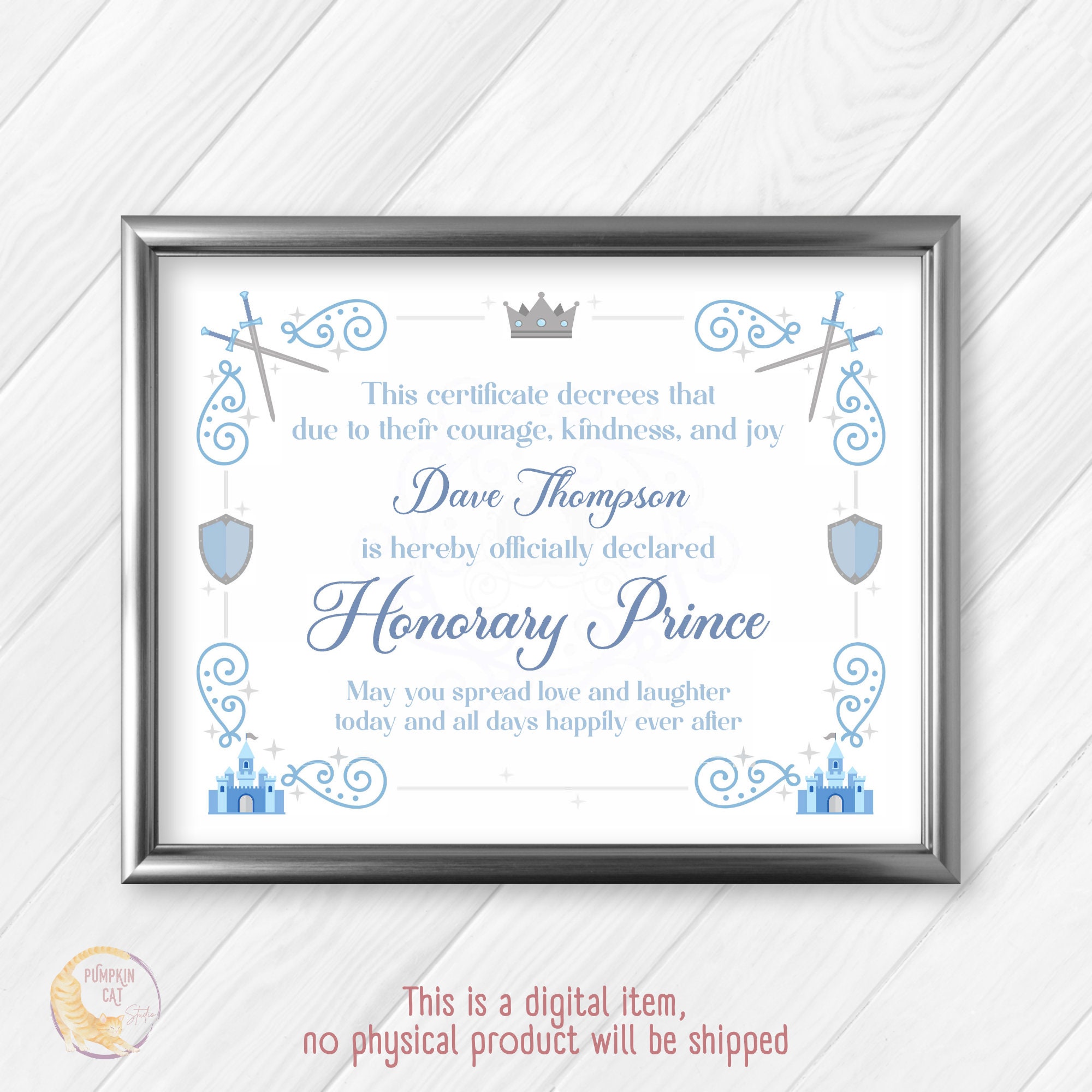 Custom Honorary Prince Certificate Personalized Party Favor and ...