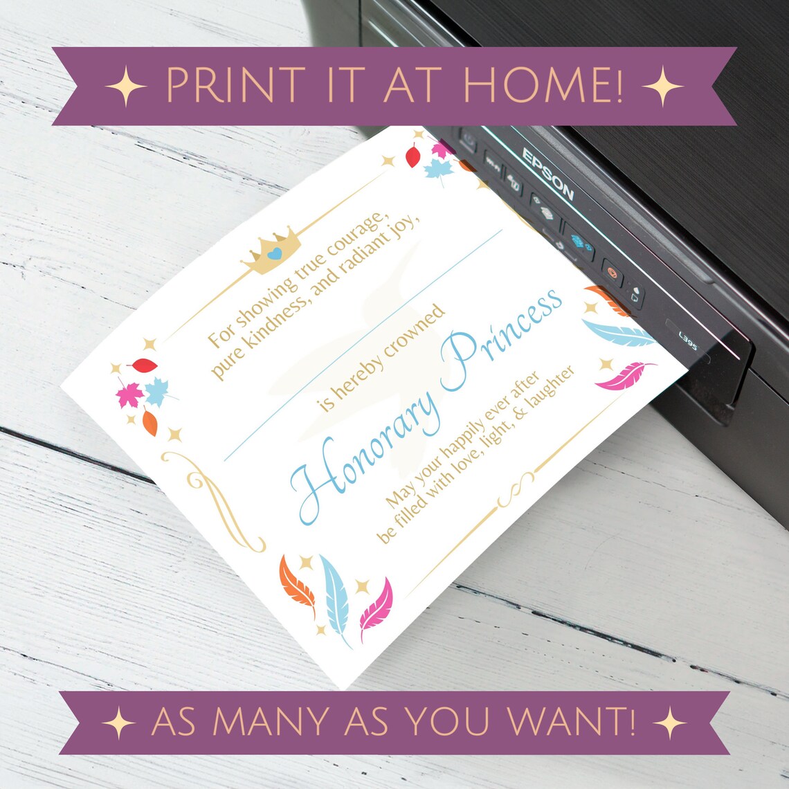 Honorary Princess Certificate - Pocahontas Themed Party Favor and ...