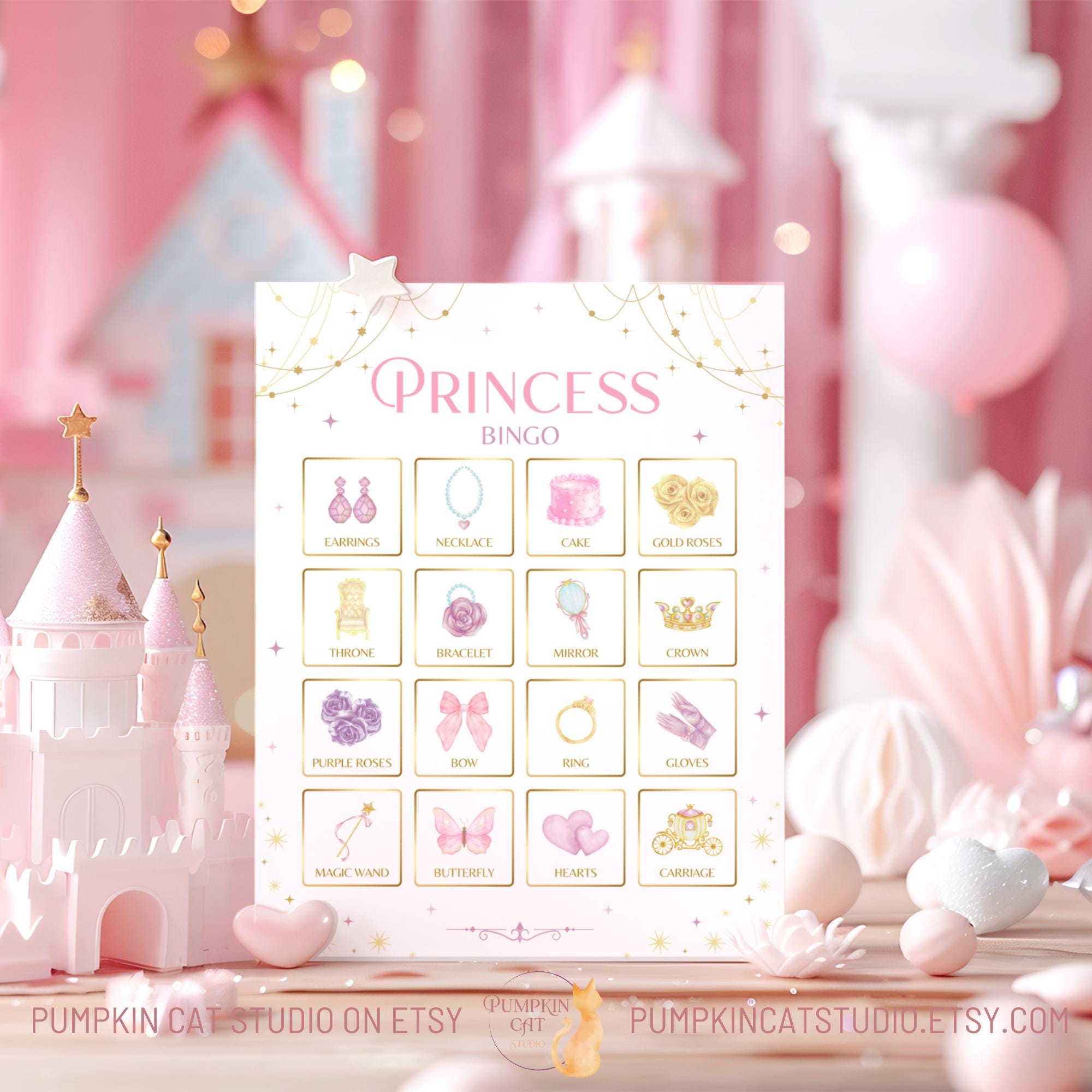 Princess Bingo Set - 30 Players - 4x4 Grid - Printable Pdfs - Instant ...