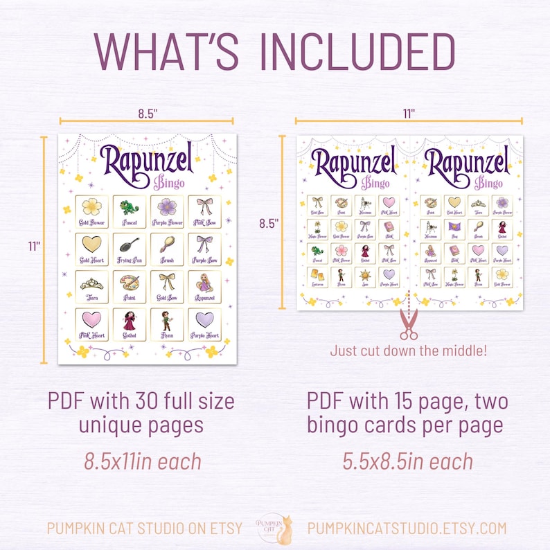 Rapunzel Bingo Game, Tangled Themed Activity, Princess Party Printables ...