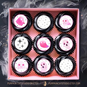 Pink Halloween Printable Cupcake Toppers - Cute Halloween Party Decor ...