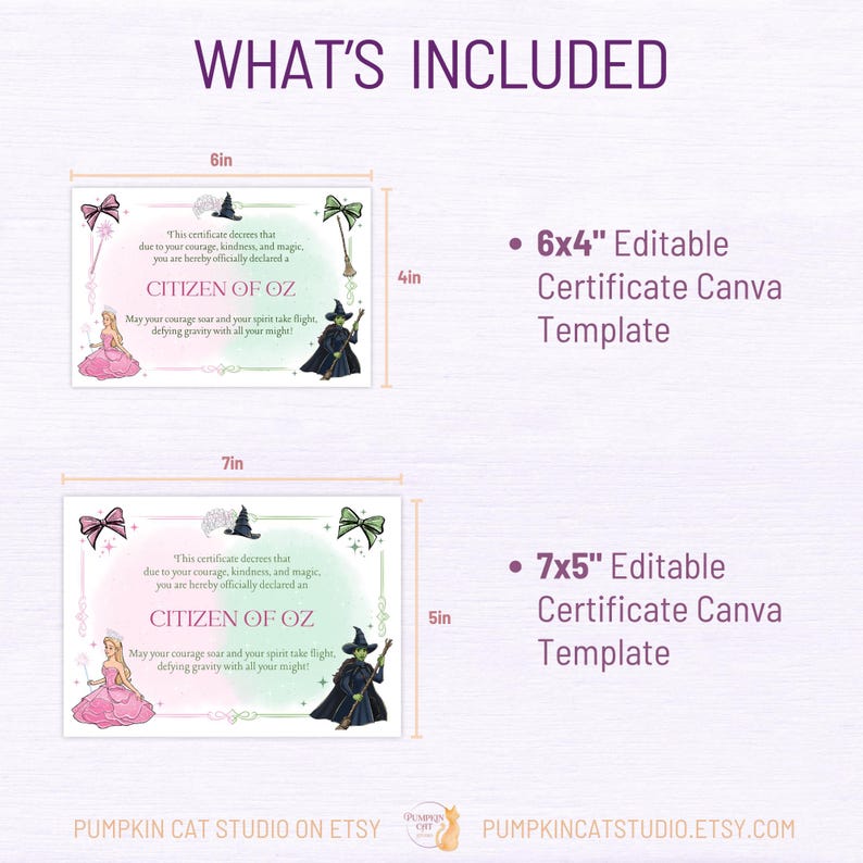 Wicked Themed Mini Certificate - Editable, Printable Party Favor, Prize ...