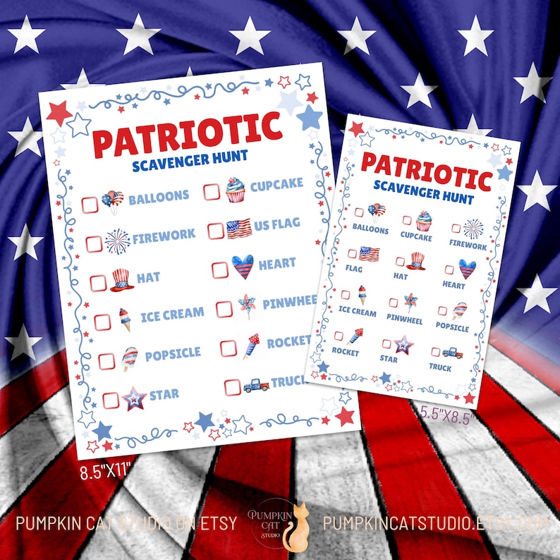 Printable 4th of July Scavenger Hunt – Printable Patriotic Game for ...