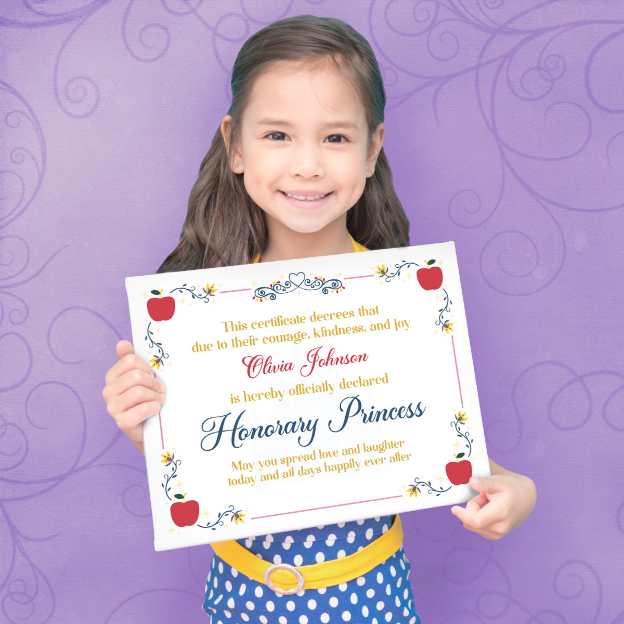 Custom Honorary Princess Certificate Personalized Snow White Themed ...