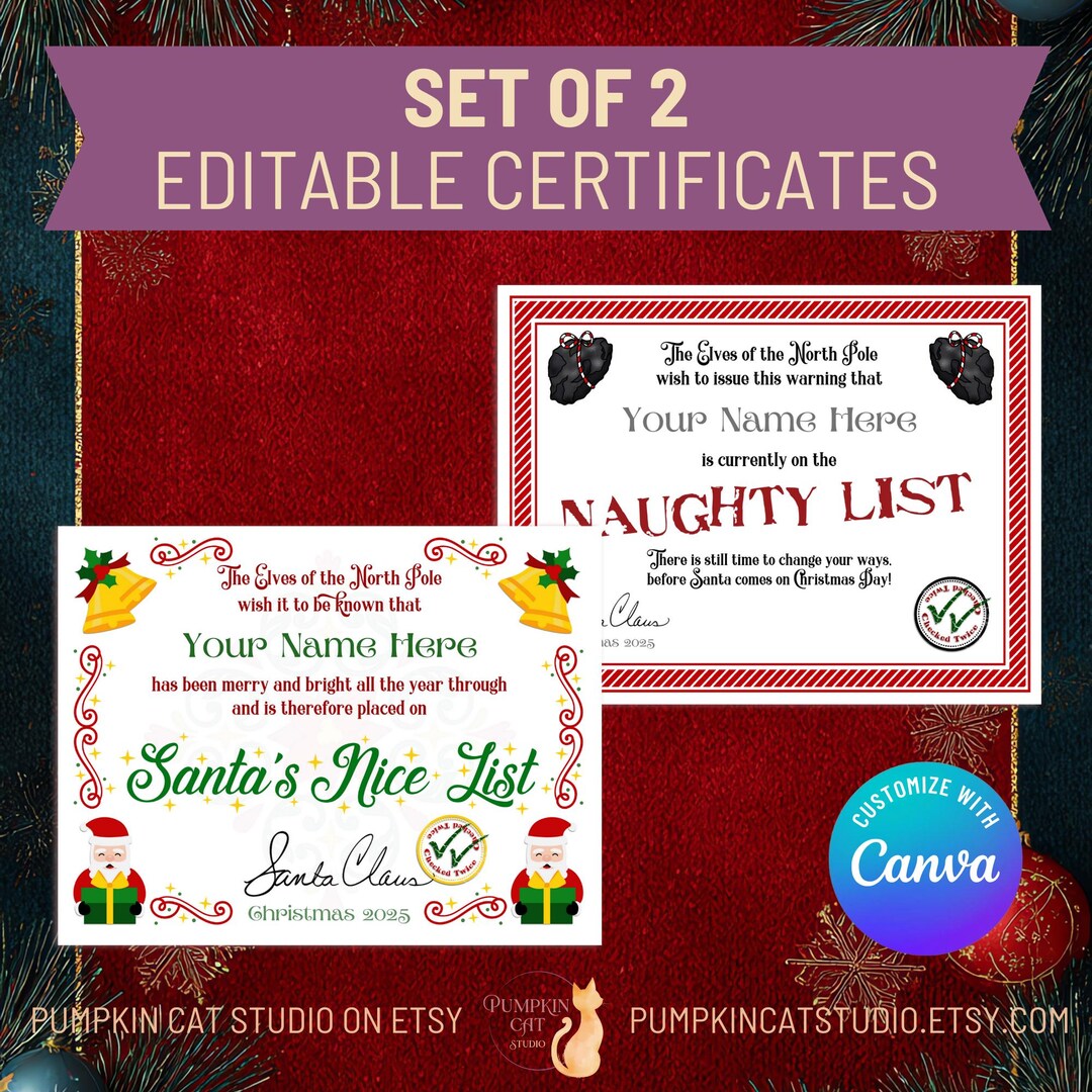 Printable Naughty & Nice List Certificates | Christmas Certificates ...