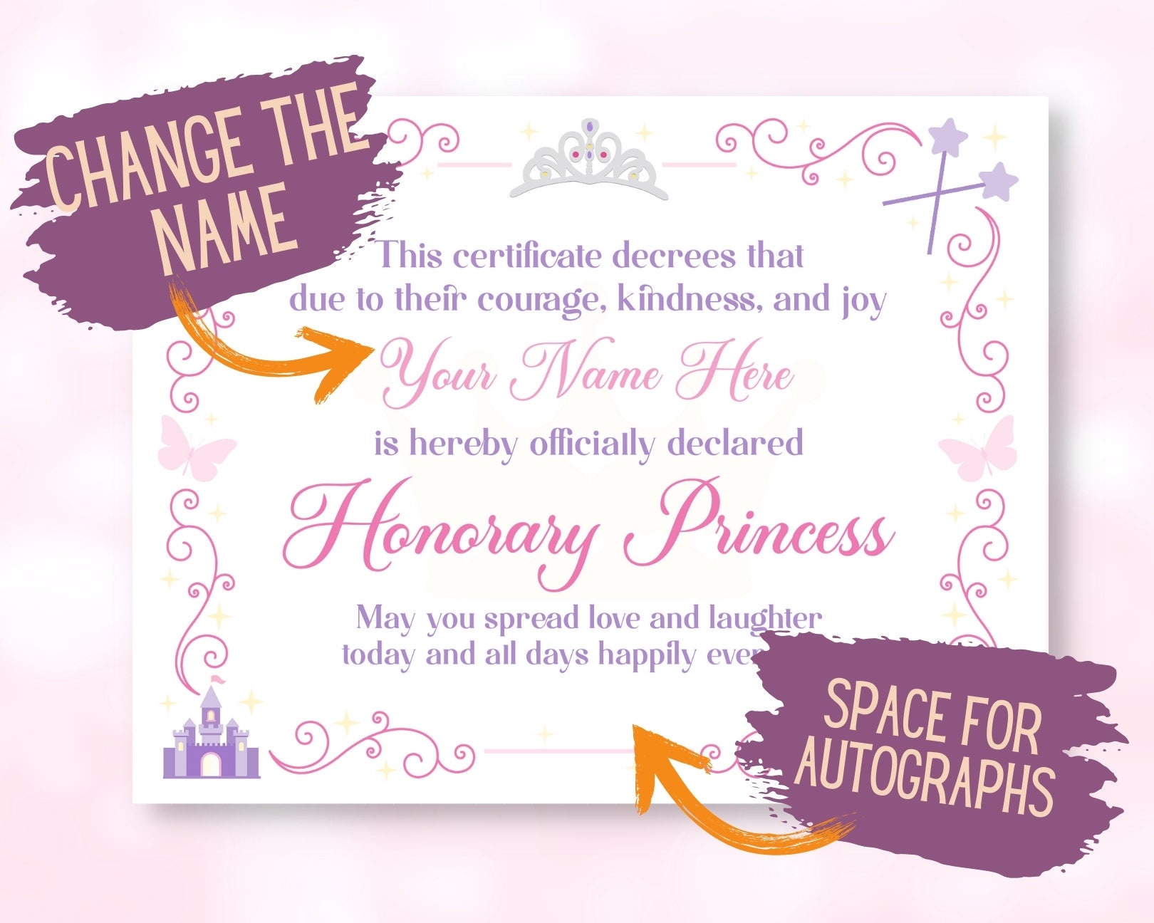 Princess Certificate Template