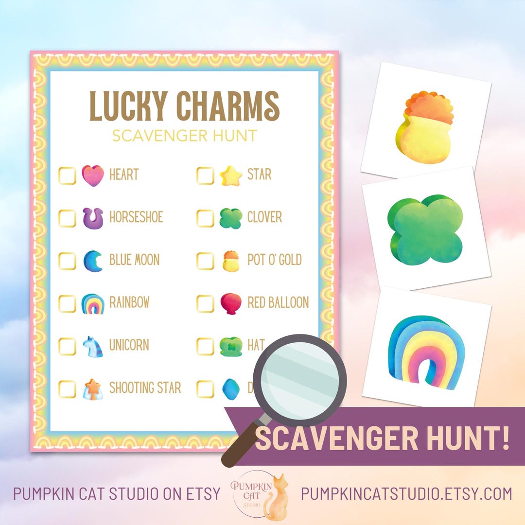 Lucky Charms St. Patrick's Day Scavenger Hunt, Printable Children's ...