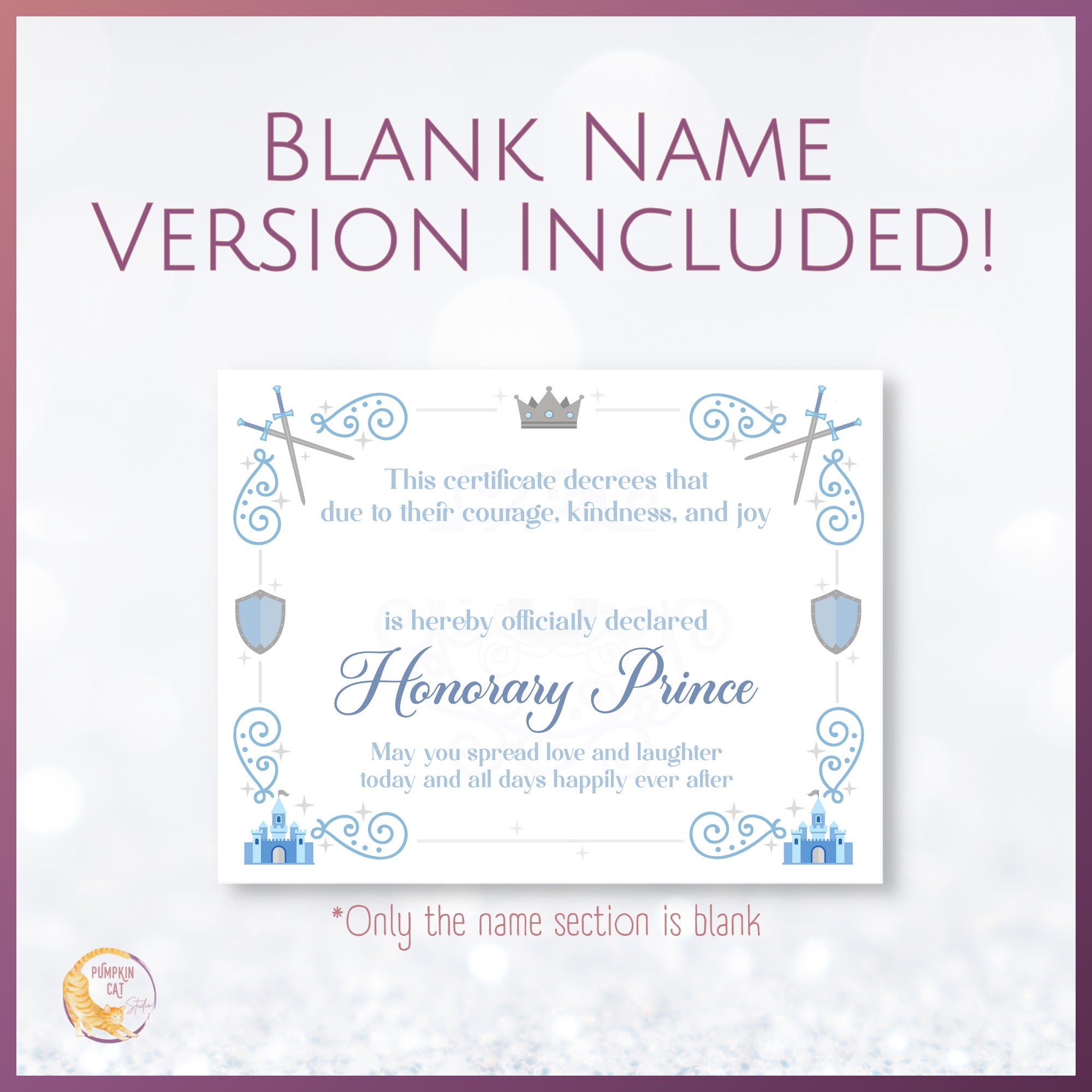 Custom Honorary Prince Certificate Personalized Party Favor and ...