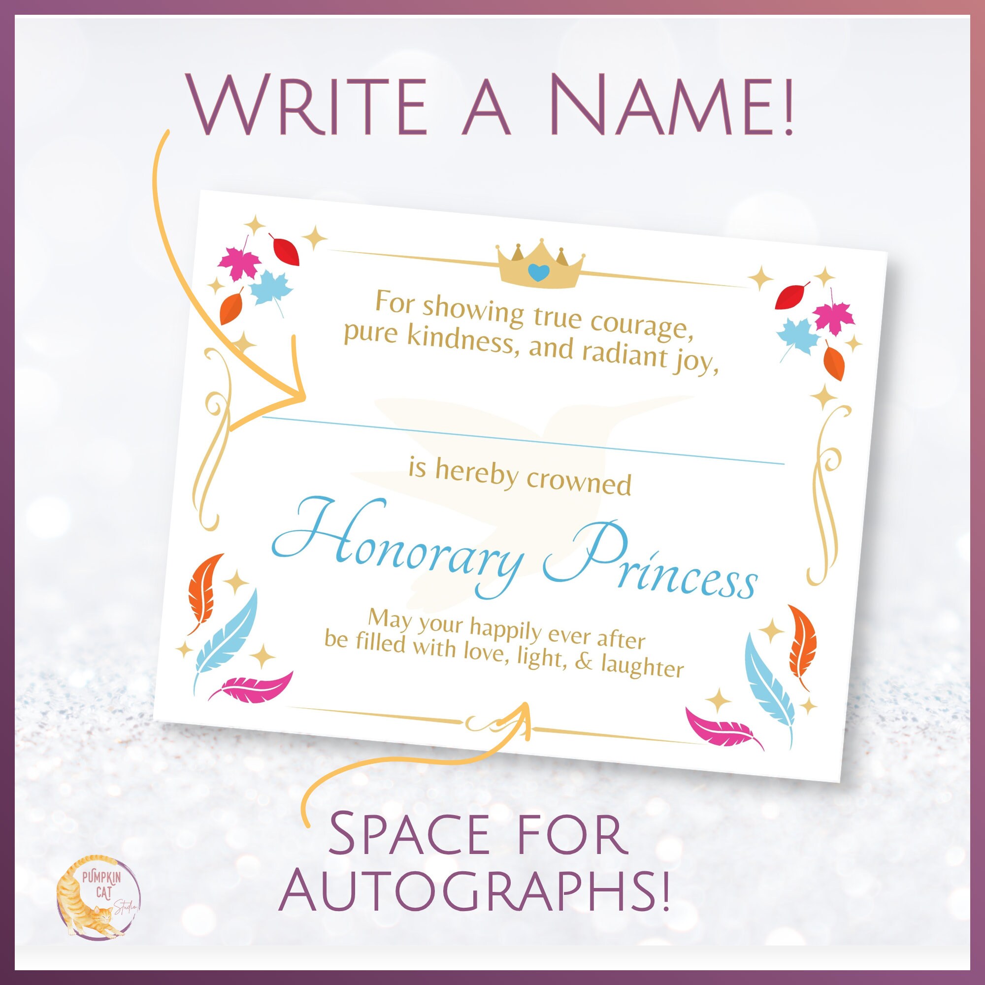 Honorary Princess Certificate - Pocahontas Themed Party Favor and ...