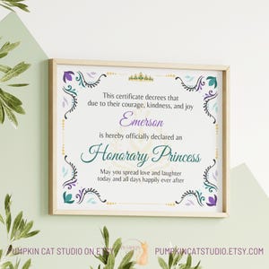 Queen Anna Themed Princess Certificate - 11x8.5" - Editable Canva ...