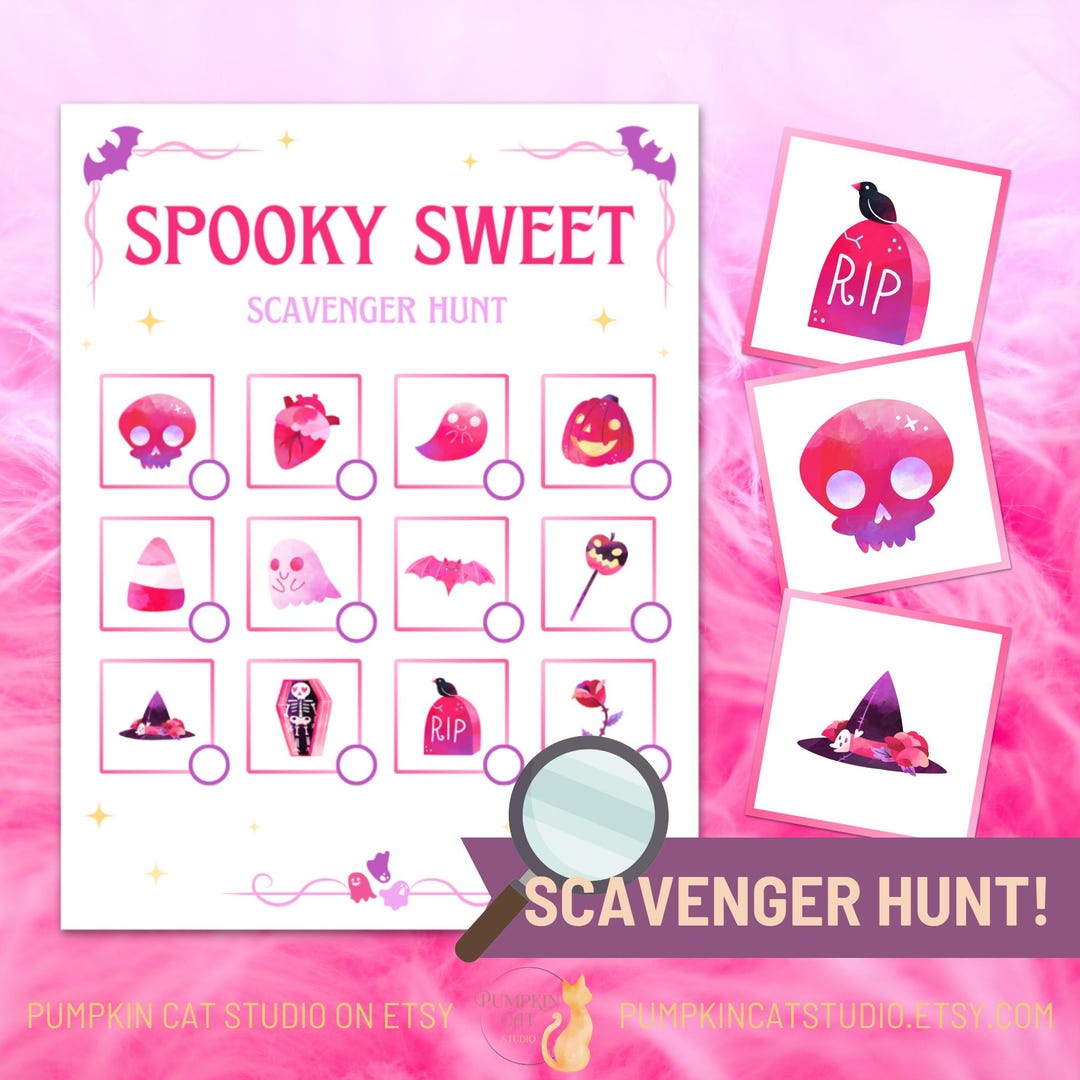 Spooky Sweet Pink Halloween Scavenger Hunt - Printable Children's Games ...