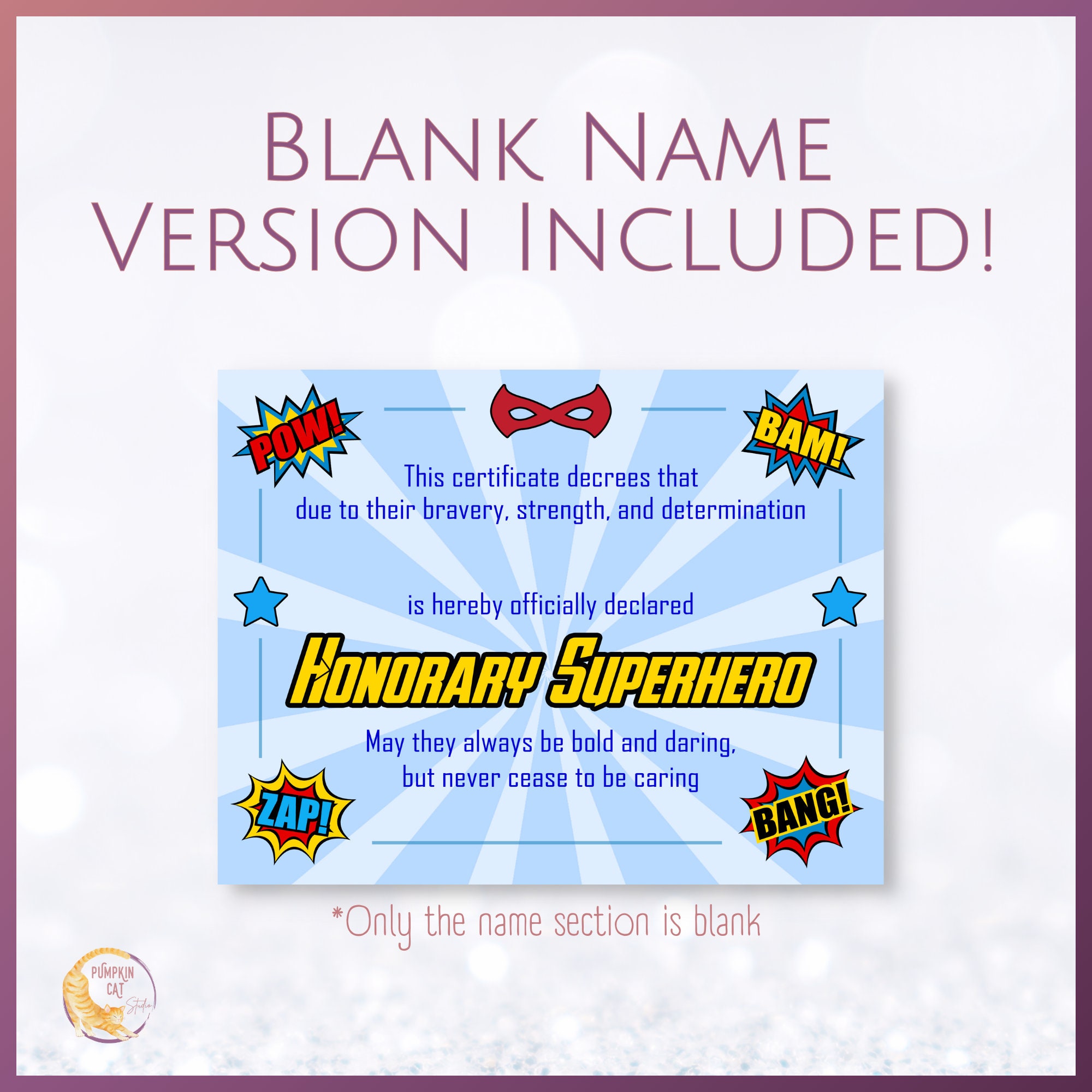 Custom Honorary Superhero Certificate Personalized Party Favor and ...