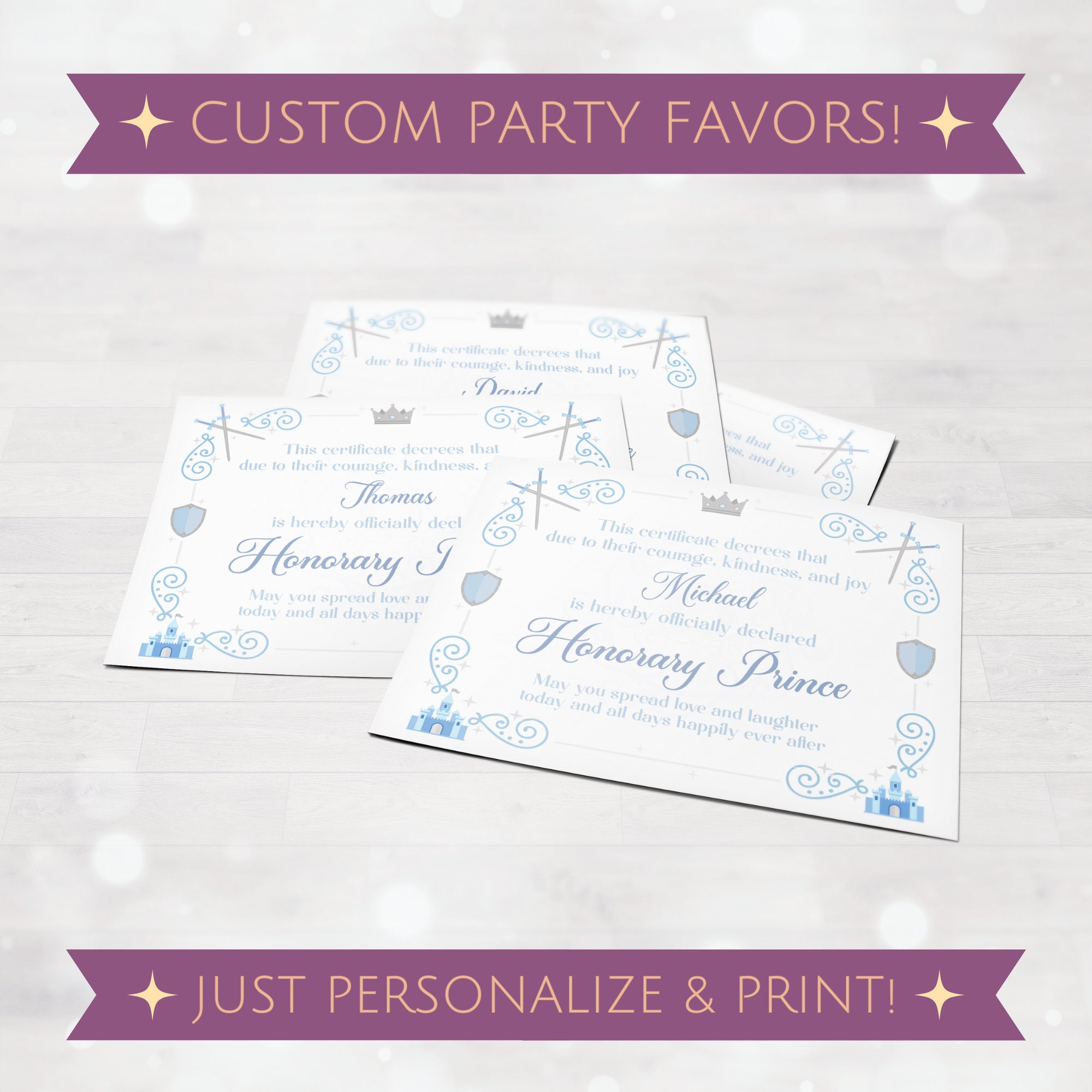 Custom Honorary Prince Certificate Personalized Party Favor and ...