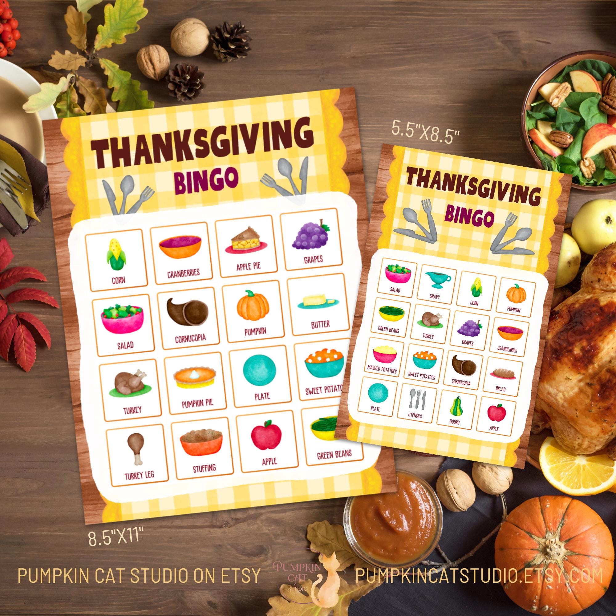 Thanksgiving Feast Bingo Game Printable - Turkey Day Family Activity ...