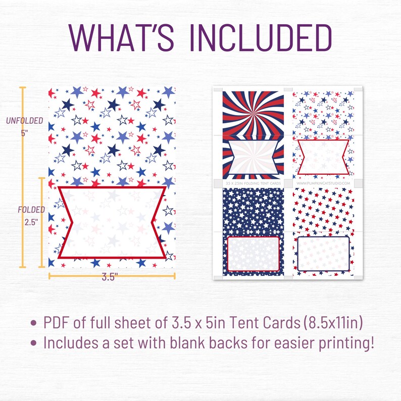 Printable Stars and Stripes Food Label Tent Cards - Independence Day ...
