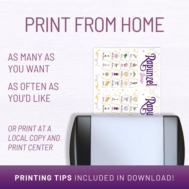 Rapunzel Bingo Game, Tangled Themed Activity, Princess Party Printables ...