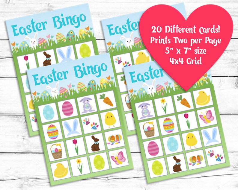 EASTER Bingo 20 Players Printable Pdfs INSTANT DOWNLOAD - Etsy