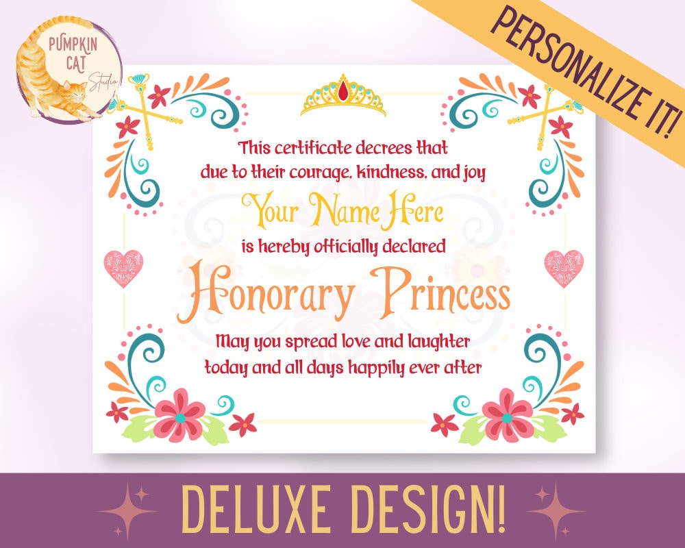 Princess Certificate Template