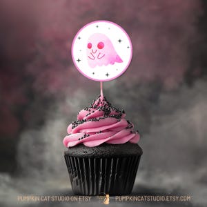 Pink Halloween Printable Cupcake Toppers - Cute Halloween Party Decor ...