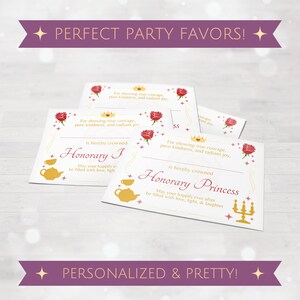 Honorary Princess Certificate - Belle Themed Party Favor, Beauty and ...
