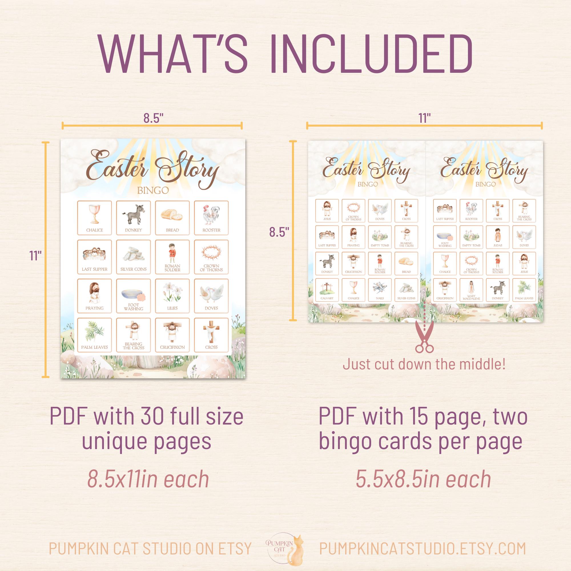 Easter Story Bingo - 30 Cards - 4x4 Grid - Printable Christian Game for ...