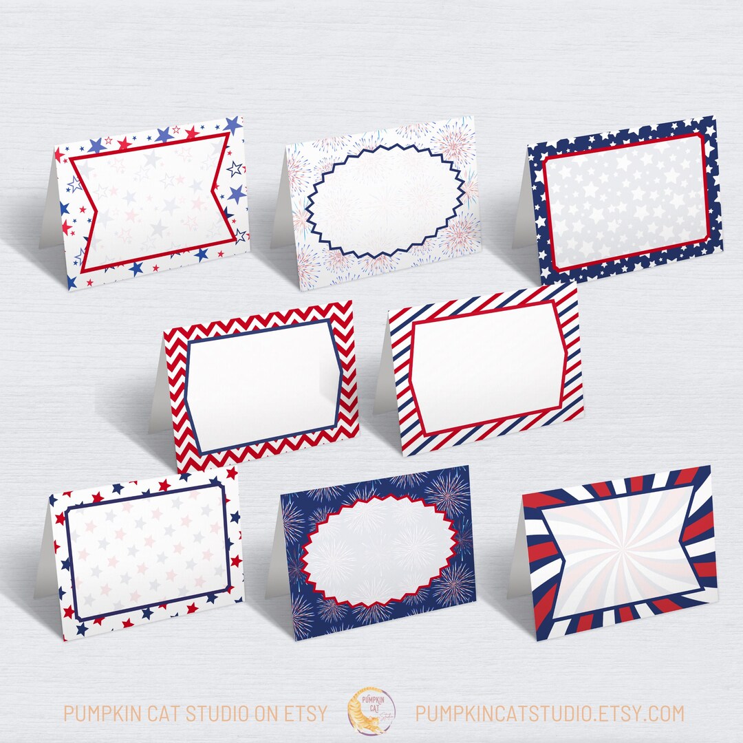 Printable Stars and Stripes Food Label Tent Cards - Independence Day ...