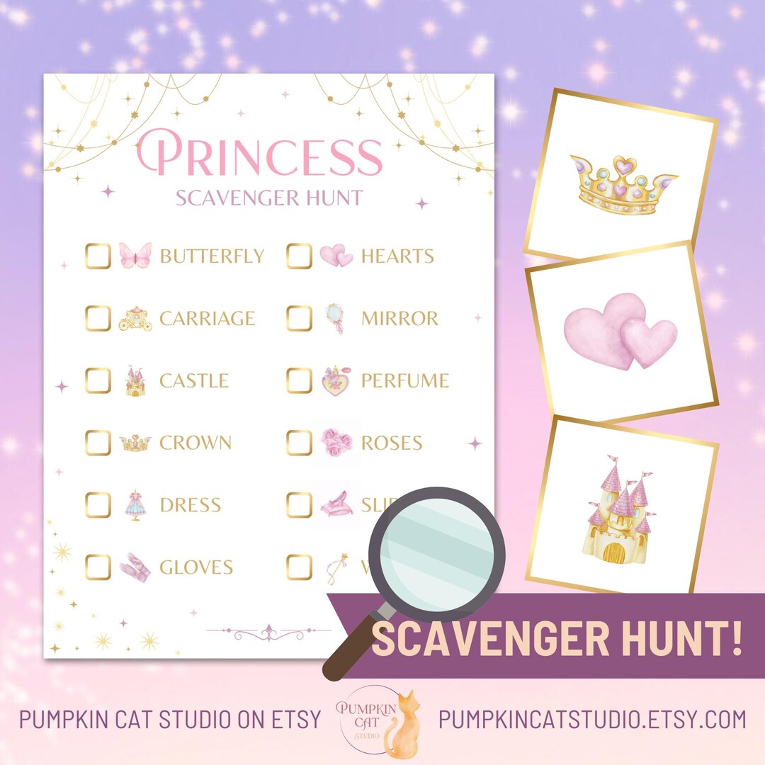 Princess Scavenger Hunt, Printable Children's Games, Kids Indoor ...