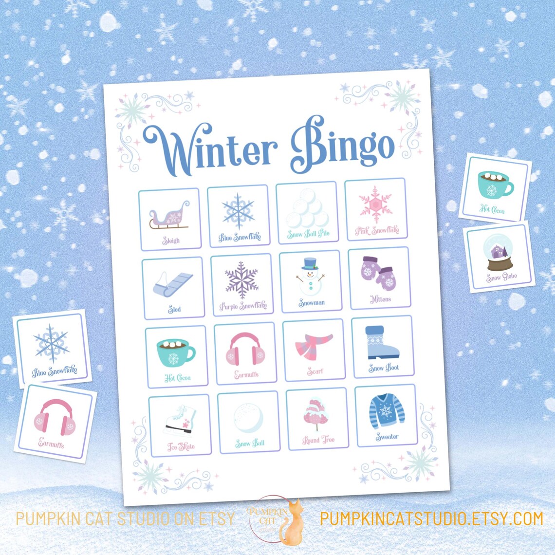 Winter Bingo Set - 30 Players - 4x4 Grid - Printable Pdfs - Instant ...