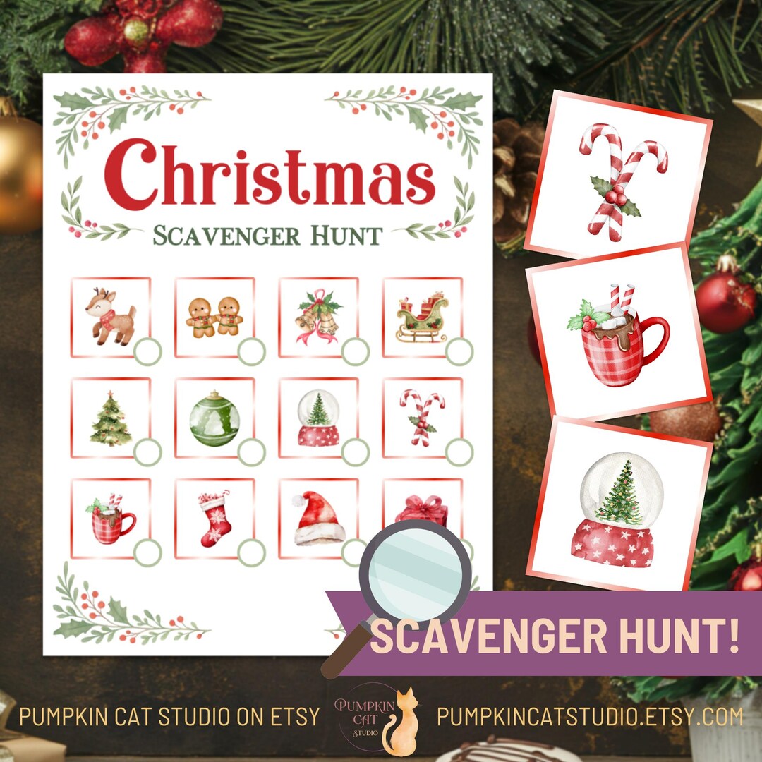 Christmas Scavenger Hunt Game – Printable Holiday Activity (instant ...