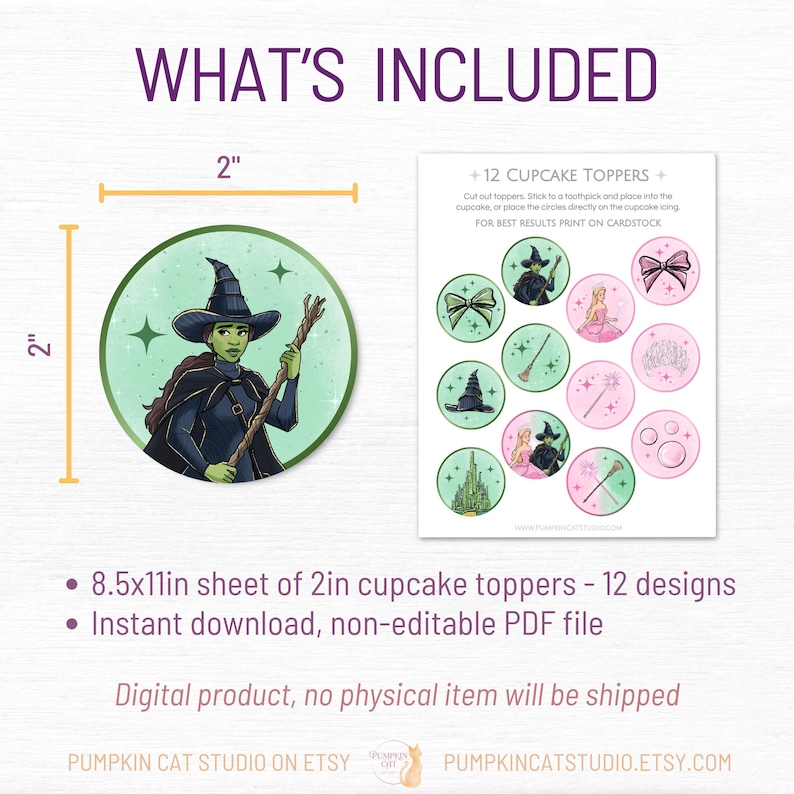 Wicked Inspired Printable Cupcake Toppers - Wicked Themed Birthday ...