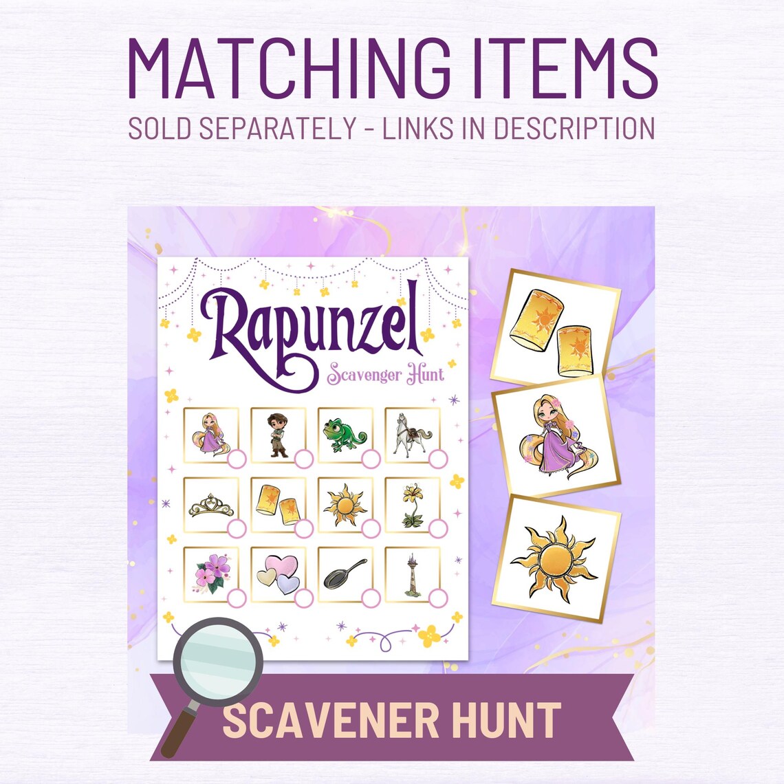 Rapunzel Bingo Game, Tangled Themed Activity, Princess Party Printables ...
