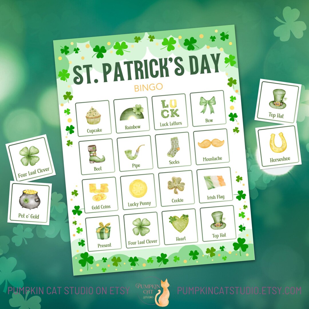 St Patrick's Day Bingo Set - 30 Bingo Cards - 4x4 Grid - Printable Pdfs ...