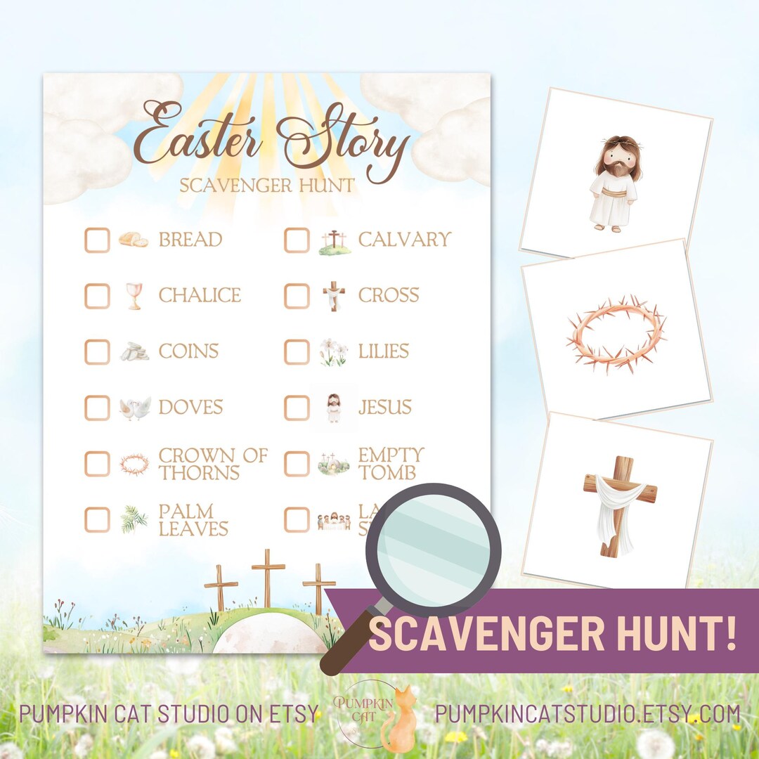 Printable Easter Story Scavenger Hunt – Christian Easter Game for Kids ...