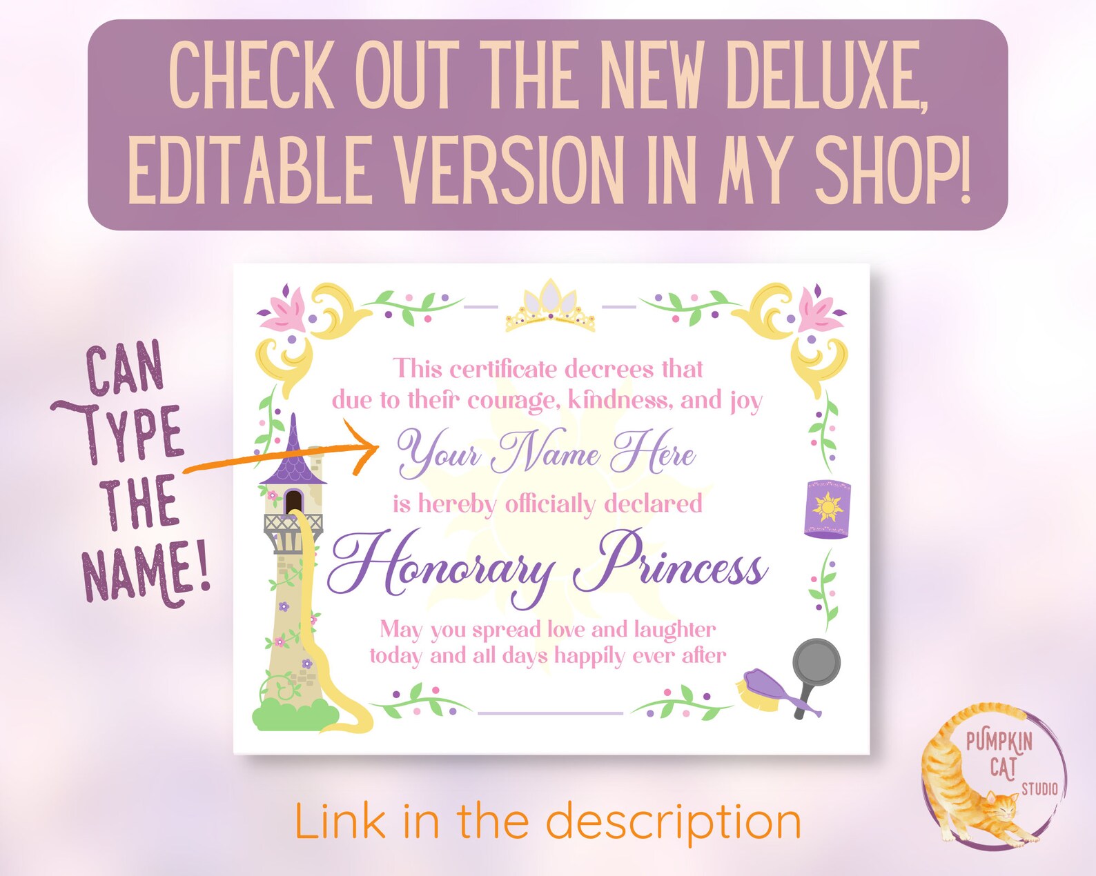 RAPUNZEL Princess Certificate PRINTABLE Instant Download | Etsy