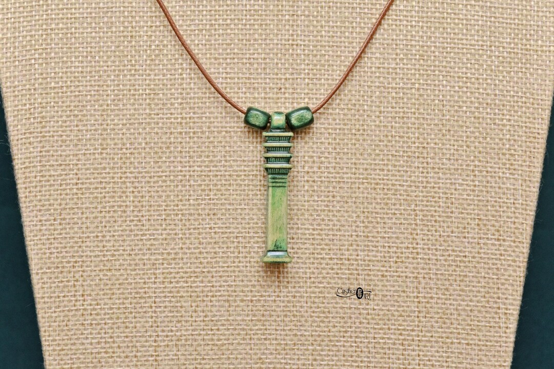 Djet Pillar Wooden Necklace - Egyptian Symbol of Osiris Spine Amulet ...