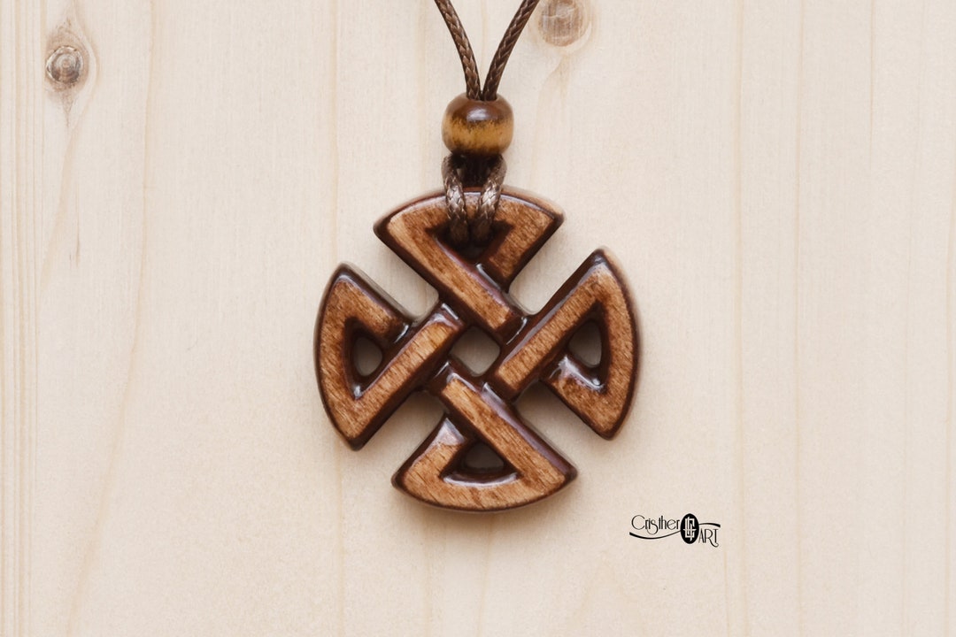Handmade Celtic Shield Knot Jewelry Hand Carved Wood Irish Style ...