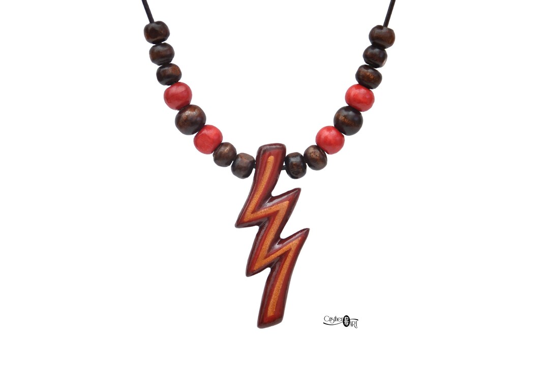 Raku Reiki Symbol Necklace - Hand-painted Wood Pendant, Healing Jewelry ...