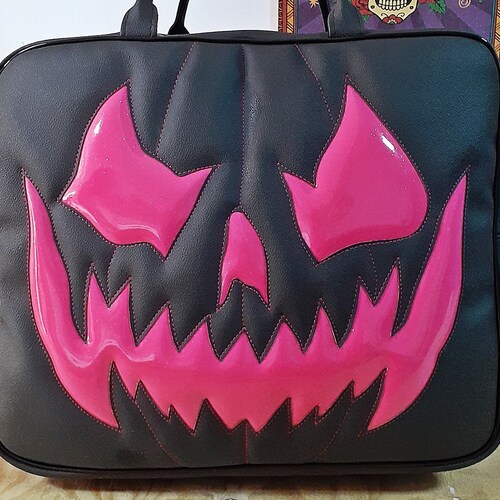 Handcrafted Nara Prado Pumpkin Leather Suitcase Black & Pink - Etsy