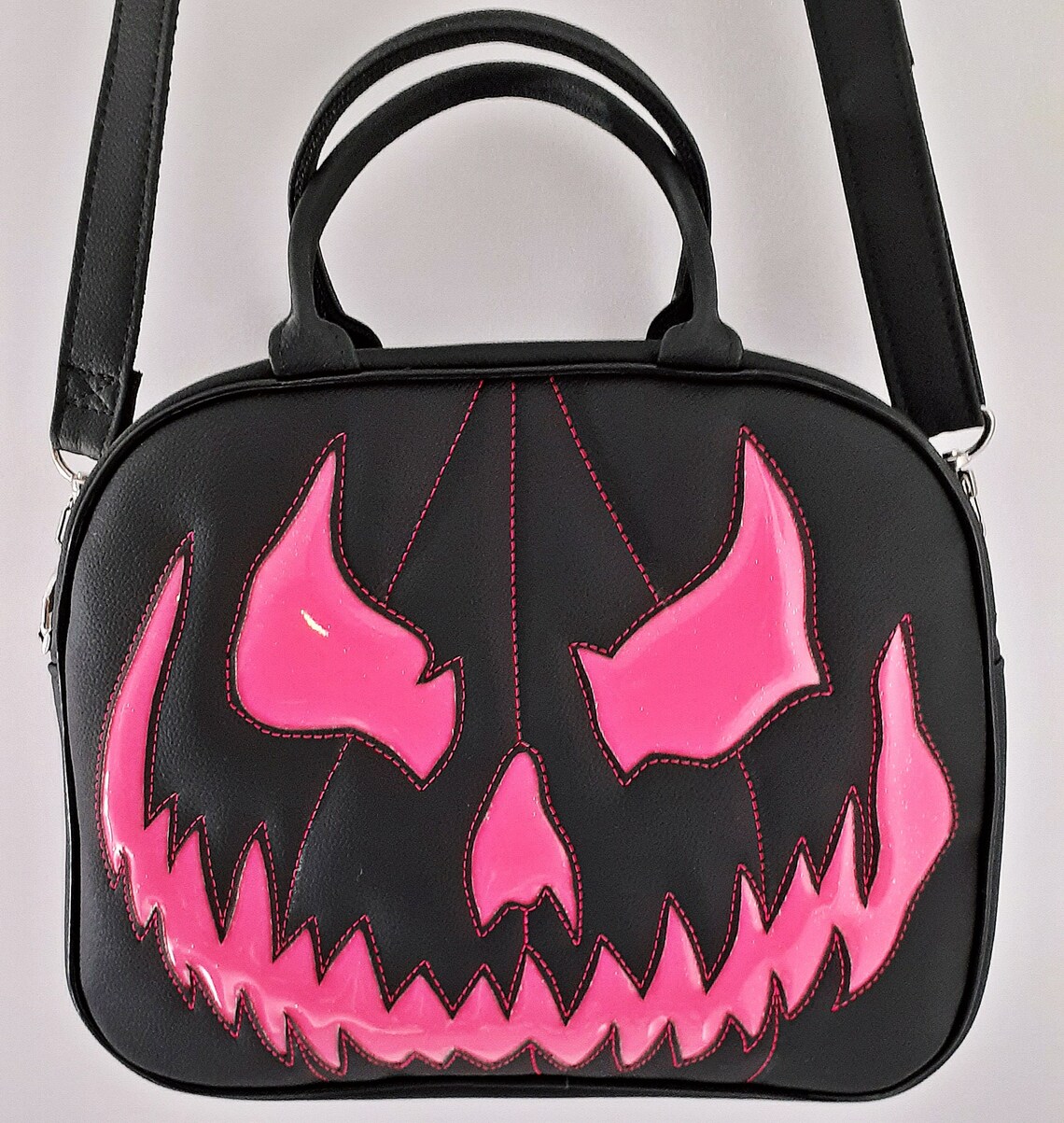 Handcrafted Nara Prado Pumpkin Leather Suitcase Black & Pink - Etsy
