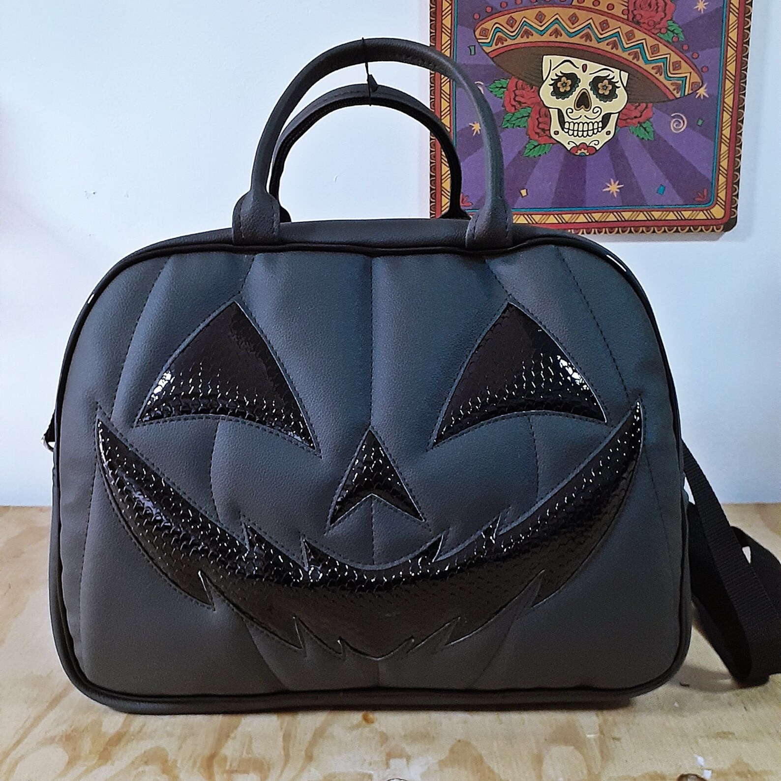 Handcrafted Nara Prado Pumpkin Suitcase Black Leather Big Fat | Etsy