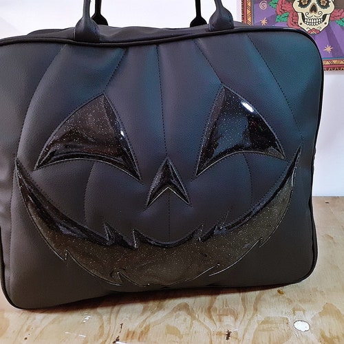 Handcrafted Nara Prado Pumpkin Suitcase Black Leather Big Fat - Etsy